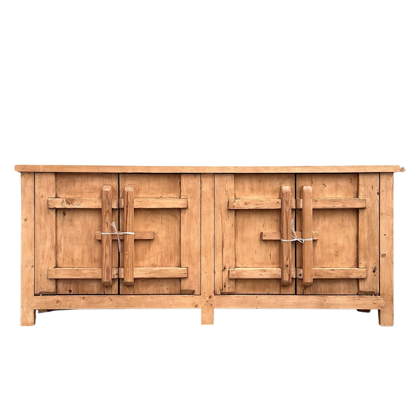 4 Door Rustic Timber Cabinet with Antique Village Doors – Asian Tide